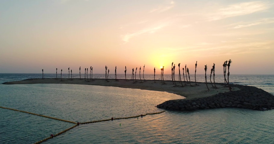 Jeddah Waterfront Beautiful Evening Aerial Stock Footage Video (100% ...