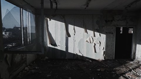 Wall Tattered Wallpaper Room Abandoned Building Stock Footage Video ...