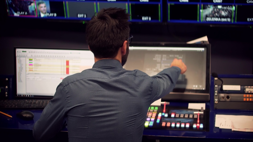 studio director on video mixer broadcast Stock Footage Video (100% ...