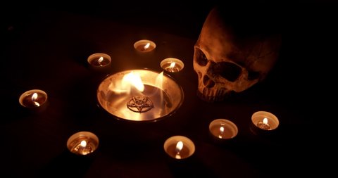 Burning Pentacle On Altar Closeup Footage Stock Footage Video (100% ...
