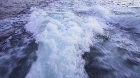 Close Trace Tail Ferry Wave On Stock Footage Video (100% Royalty-free ...
