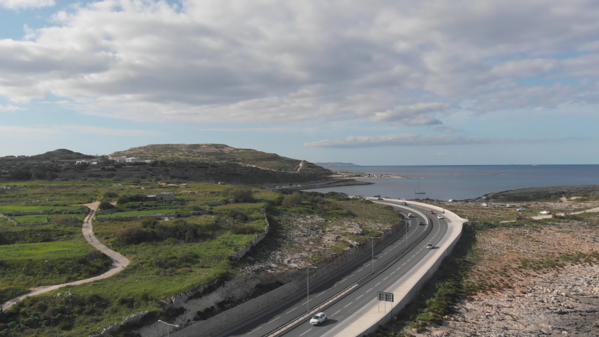 busy highway malta near mediterranean sea Stock Footage Video (100% ...