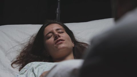 Difficult Childbirth Contractions Young Woman Severe Stock Footage ...