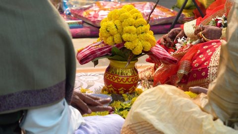 Hindu Preist Conducting Puja Prayer Ceremony Stock Footage Video (100% ...