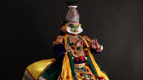 Close Face Kathakali Dancer Smiling Stock Footage Video (100% Royalty ...