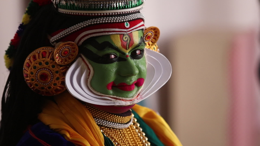 close kathakali dancer smiling Stock Footage Video (100% Royalty-free ...