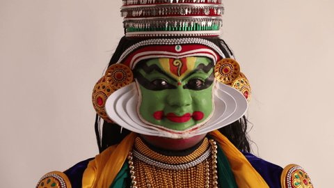 Close Kathakali Dancer Expressing Sringara Through Stock Footage Video ...