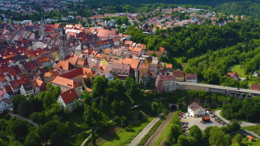 aerial view old part city rottweil Stock Footage Video (100% Royalty ...