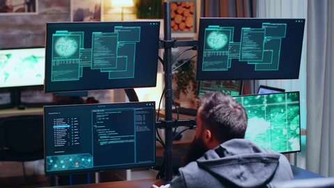 Excited Hacker After Breaking Government Server Stock Footage Video ...