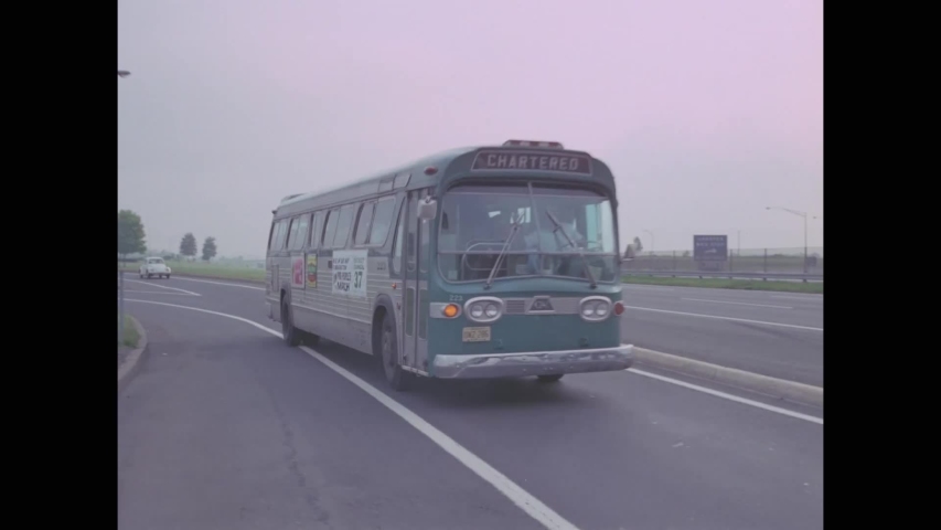 circa 1968 - buses carrying members Stock Footage Video (100% Royalty ...