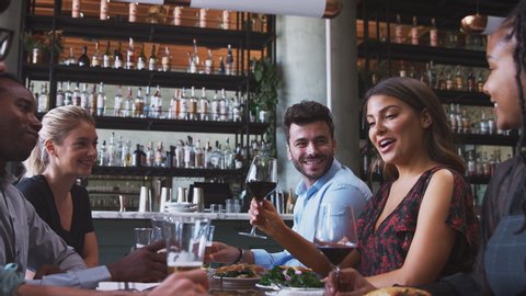 Group Friends Meeting Restaurant Celebrating Making Stock Footage Video ...