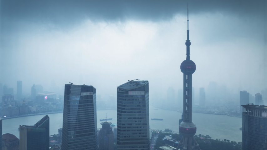 Shanghai City in Stormy Rain, Stock Footage Video (100% Royalty-free ...