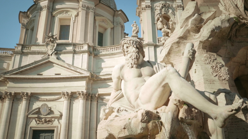 statue zeus bernini's fountain four rivers Stock Footage Video (100% ...