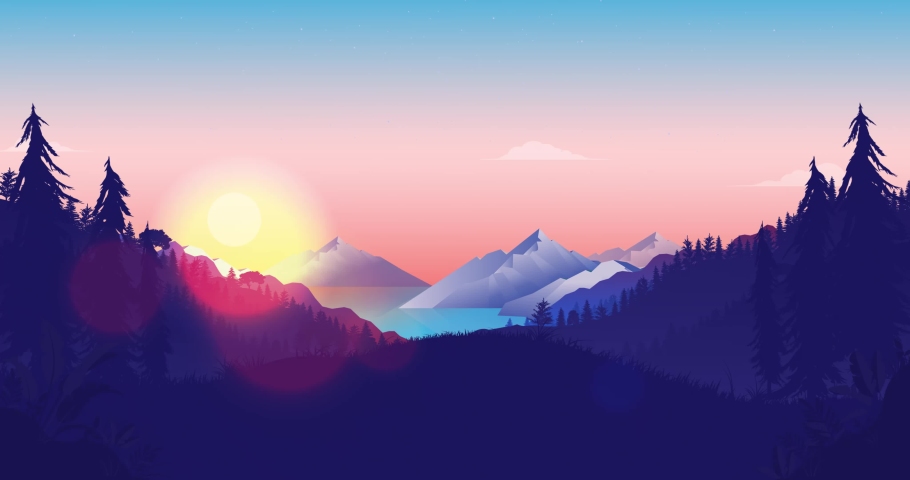 Animated Landscape Illustration Animation Beautiful Nature Stock ...