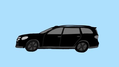 Cartoon Isolated Black Car Flat Animation Stock Footage Video (100% ...
