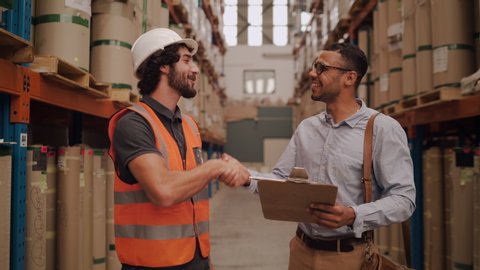 Portrait Young Factory Logistic Worker Signing Stock Footage Video (100 ...