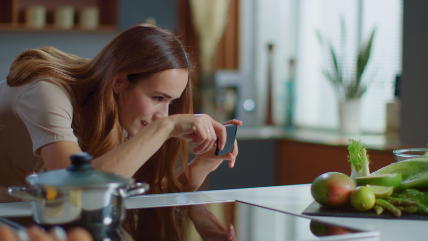 Portrait of Food Blogger Taking Stock Footage Video (100% Royalty-free ...