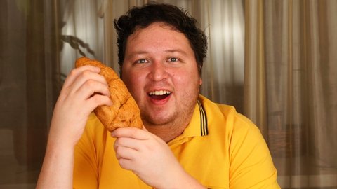 Man Holding Croissant Home Stock Footage Video (100% Royalty-free ...