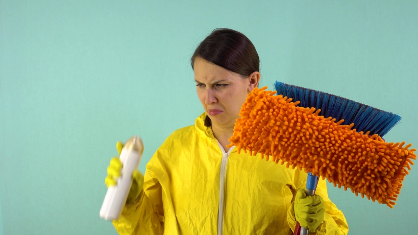Sad and Tired Cleaning Lady : vidéo de stock (100 % libre de droit ...