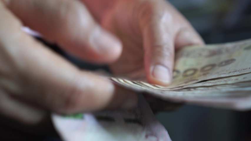 weak baht thai banknotes businessman's hands Stock Footage Video (100% ...