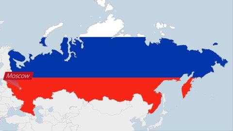 Russia Map Highlighted Russia Flag Colors Stock Footage Video (100% ...