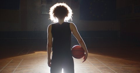 Bright Light Spotlight Basketball Player Silhouette Stock Footage Video ...
