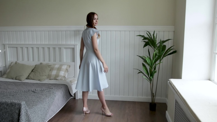 young girl walking around room dress Stock Footage Video (100% Royalty ...