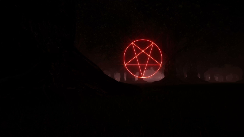 mystical bright neon red pentacle inverted Stock Footage Video (100% ...