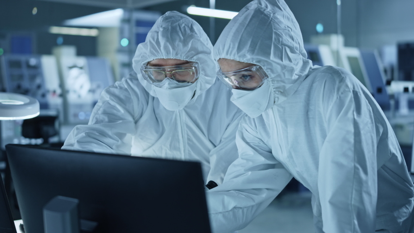 Research Factory Cleanroom: Engineer and Stock Footage Video (100% ...