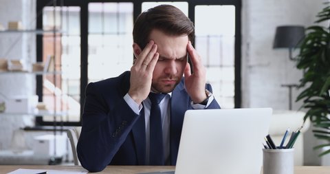 Exhausted Stressed Company Ceo Feeling Overwhelmed Stock Footage Video ...