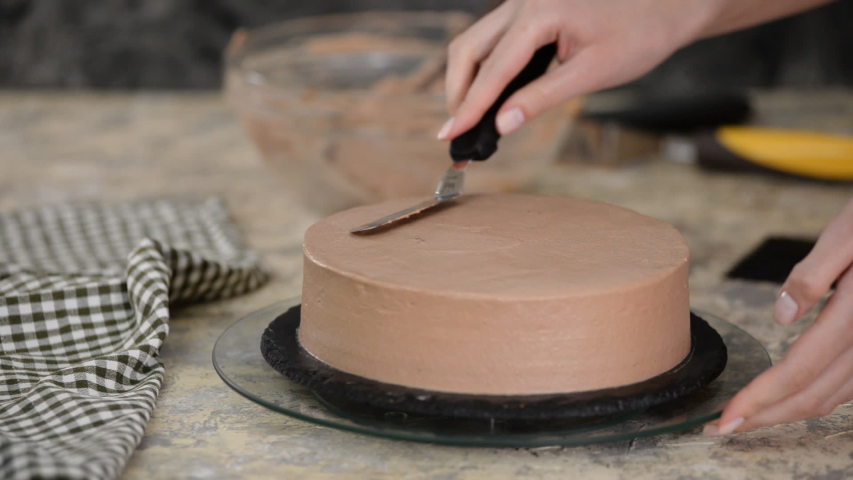 pastry chef finish decorating cake chocolate Stock Footage Video (100% ...