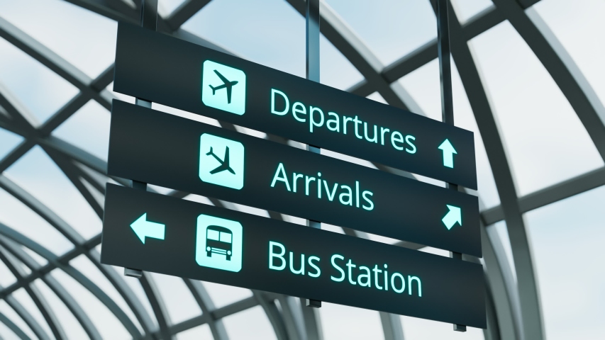 Modern Airport Terminal. Guide Sign Stock Footage Video (100% Royalty ...