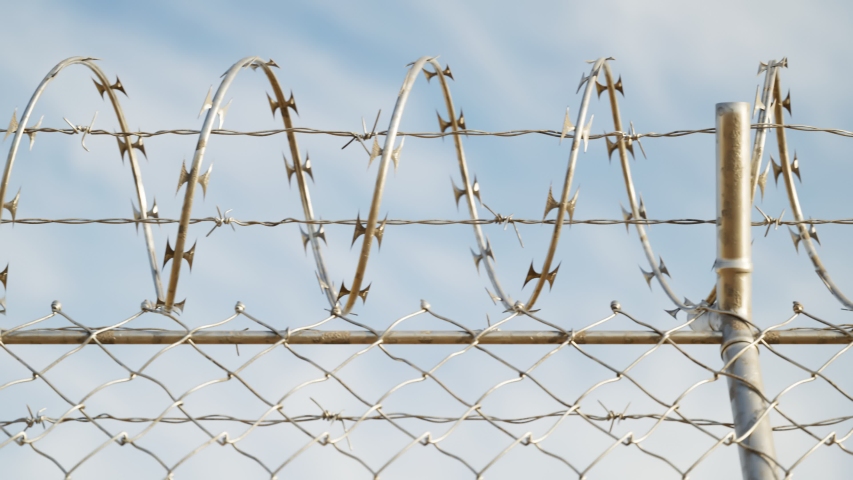 loopable front view jail's outdoor fence Stock Footage Video (100% ...