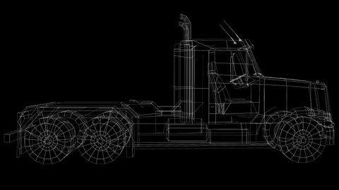 3d Wireframe Car Heavy Truck Rotating Stock Footage Video (100% Royalty ...