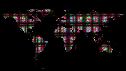 World Map Colorful Squares Loop Stock Footage Video (100% Royalty-free ...