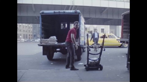 Circa 1960s Delivery Truck Brings Newspapers Stock Footage Video (100% ...