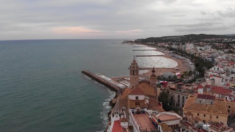 Aerial View Coastline Sitges Beach Stock Footage Video (100% Royalty ...