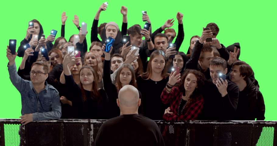 green screen front view huge crowd Stock Footage Video (100% Royalty ...