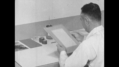 1960s Man Drafting Table Takes Piece Stock Footage Video (100% Royalty ...