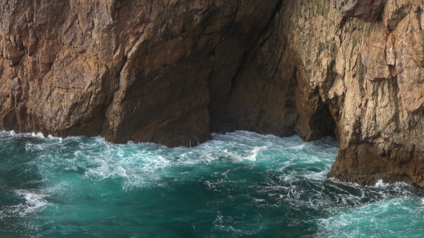 sea waves enter cave rock form Stock Footage Video (100% Royalty-free ...
