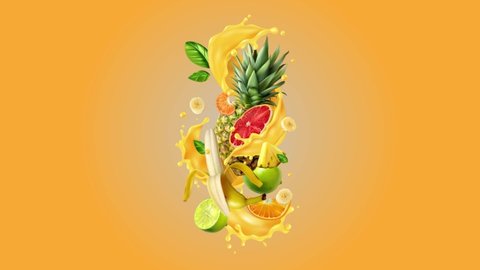 Fruit Animation Background Motion Graphic Stock Footage Video (100% ...