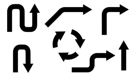 Animated Arrows Different Directions On Transparent Stock Footage Video ...