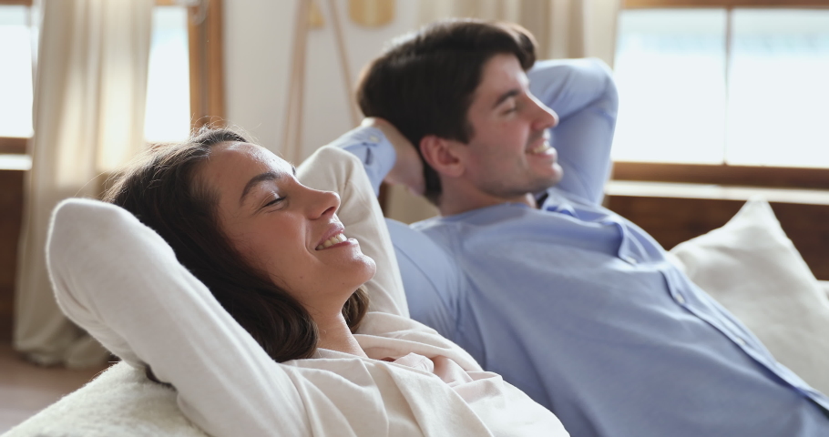 Calm Serene Young Couple Relaxing Stock Footage Video (100% Royalty ...
