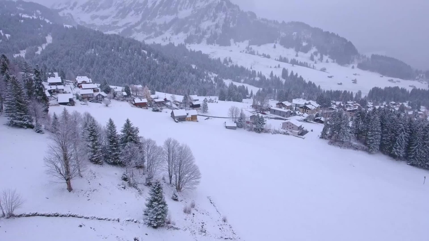 Hillside Village Houses In The Snowy Landscape Image Free Stock Photo