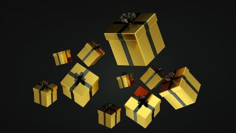 Golden Gift Boxes Animations 3d Rendering Stock Footage Video (100% ...