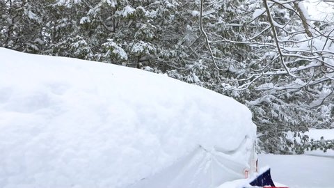 Static Shot Snow Covered Canopy Roof Stock Footage Video (100% Royalty ...