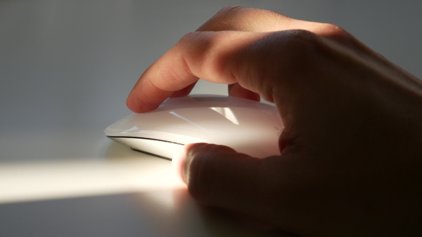 Hand Clicking White Mouse March 2020 Stock Footage Video (100% Royalty ...