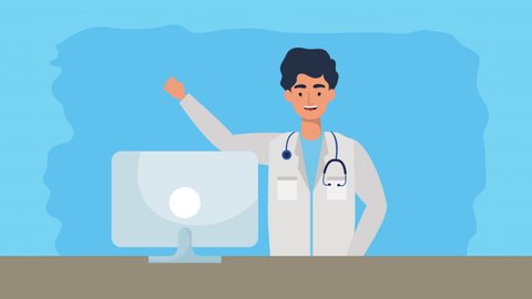 Doctor Computer Telemedicine Animation 4k Video Stock Footage Video ...