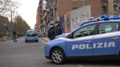 Europe Italy Milan March 2020 Police Stock Footage Video (100% Royalty ...