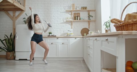 Cute Asian Girl Crazily Dancing Singing Stock Footage Video (100% ...